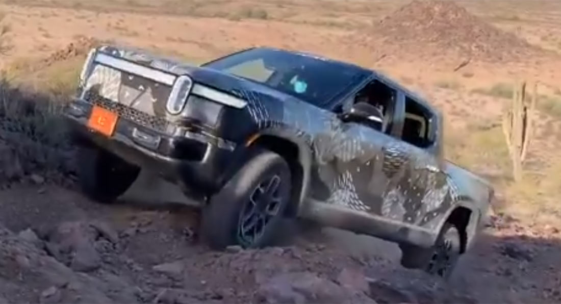 Watch Rivian’s Electric R1T Pickup Truck Tackle Some Steep Terrain ...
