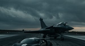 Bugatti Chiron Sport And Rafale Fighter Jet Meet In Asphalt-Vibrating ...