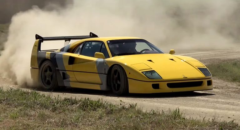 Watch A Yellow Ferrari F40 Drifting On A Dirt Track | Carscoops