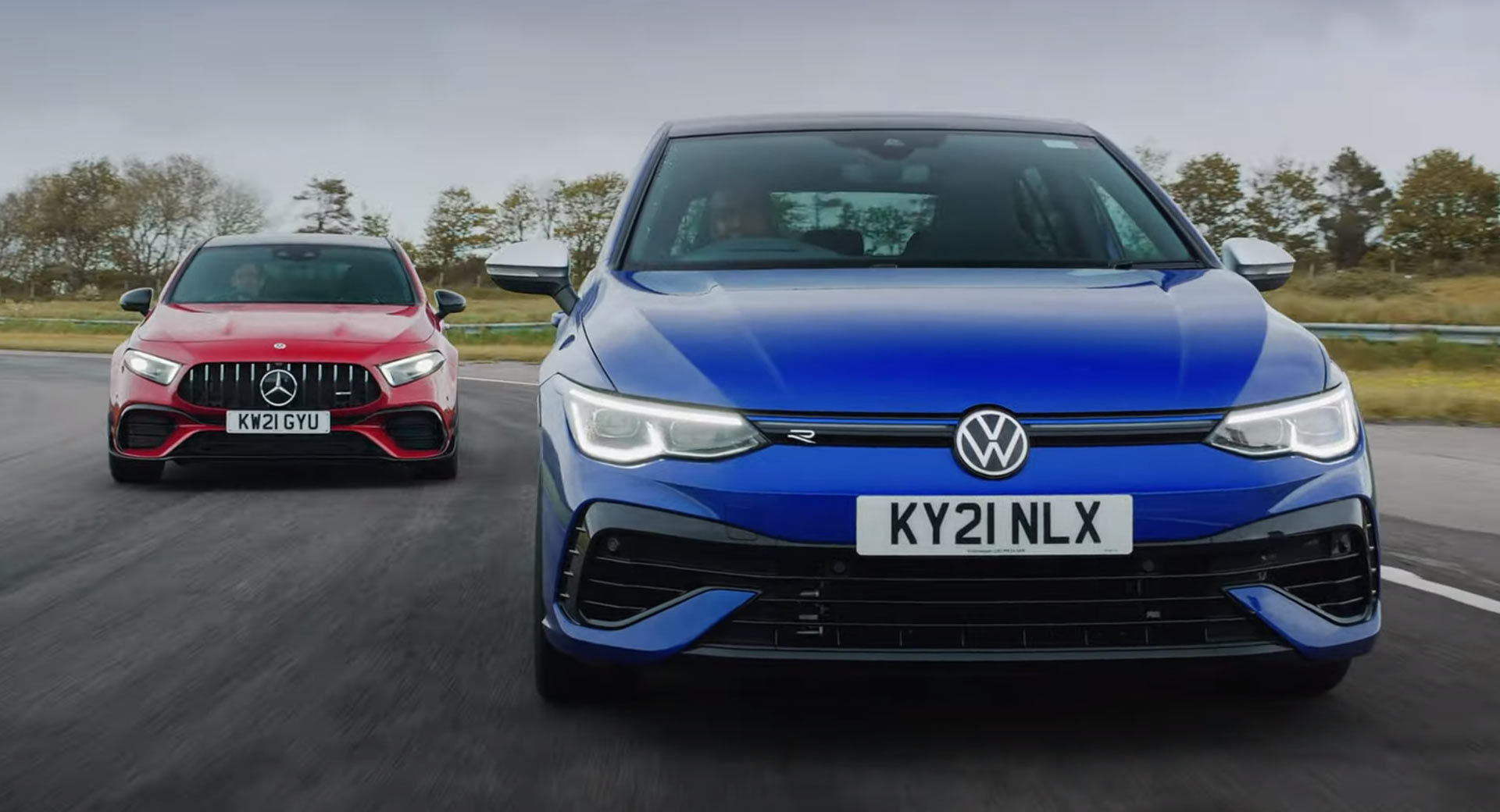 VW Golf R And Mercedes-AMG A45 S Engage In A Drift Battle | Carscoops