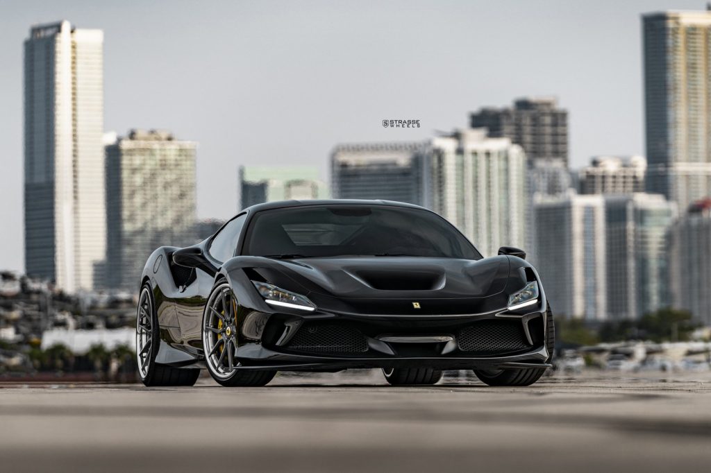 Pitch Black Ferrari F8 Tributo Looks Good With Dark Multi-Spoke ...