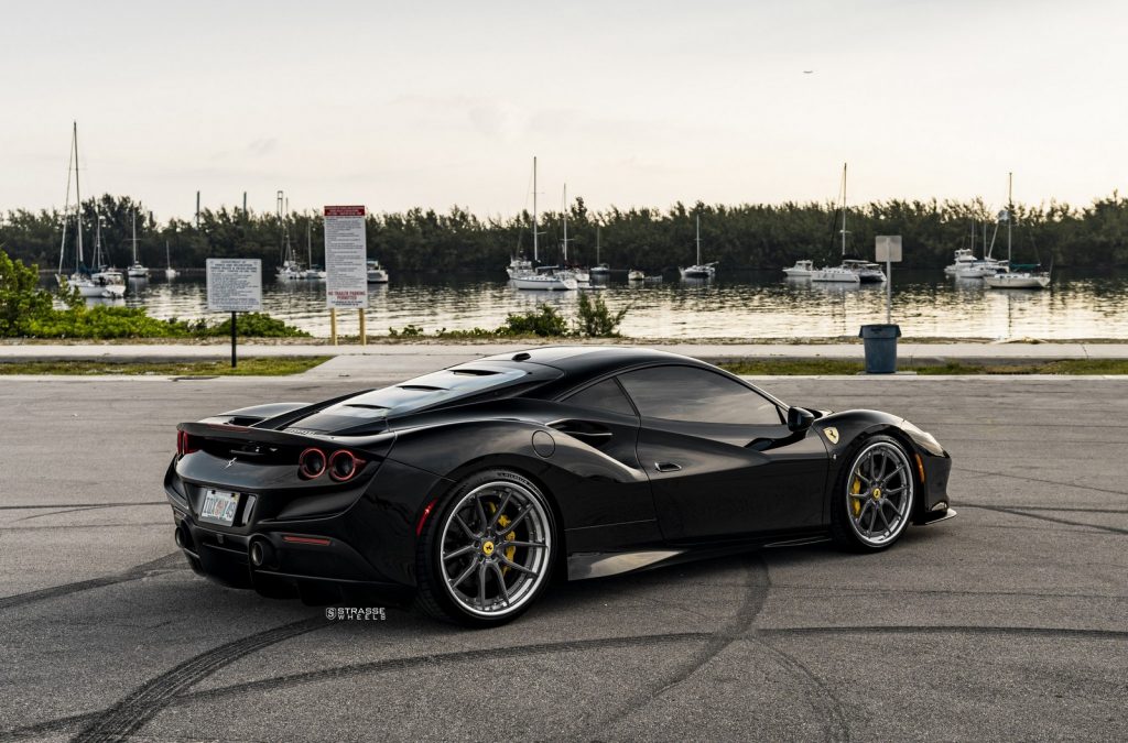 Pitch Black Ferrari F8 Tributo Looks Good With Dark Multi-Spoke ...
