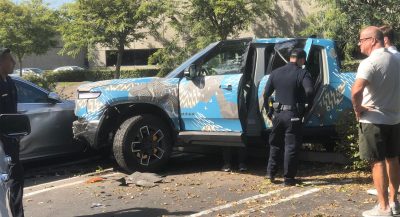 Rivian R1T Prototype Crashes Into Parked Ford Explorer And Mercedes S ...