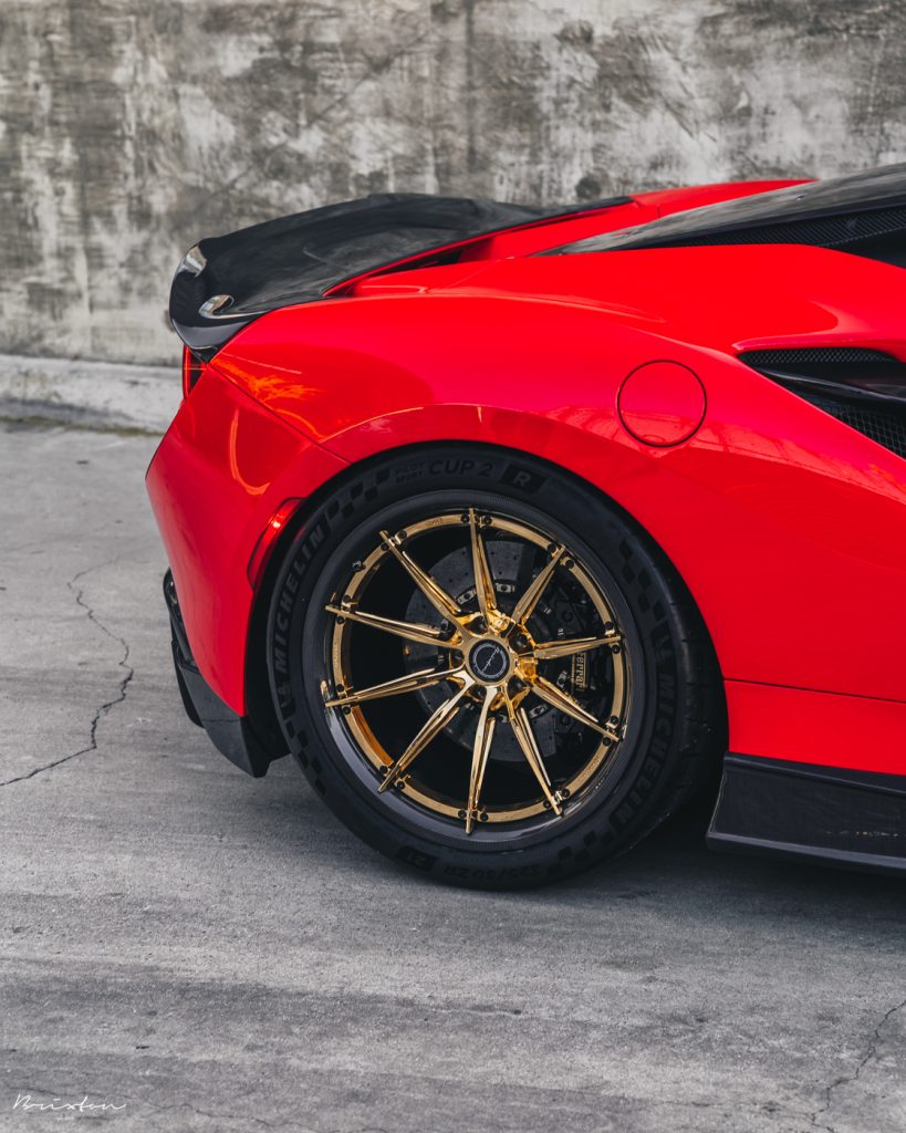 Ferrari F8 Tributo Glistens With Gold Wheels | Carscoops