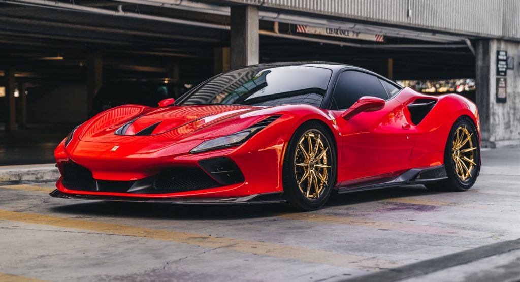 Ferrari F8 Tributo Glistens With Gold Wheels | Carscoops