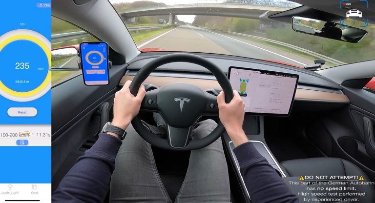 Get Inside A Tesla Model 3 Performance Hitting Its Top Speed On The ...