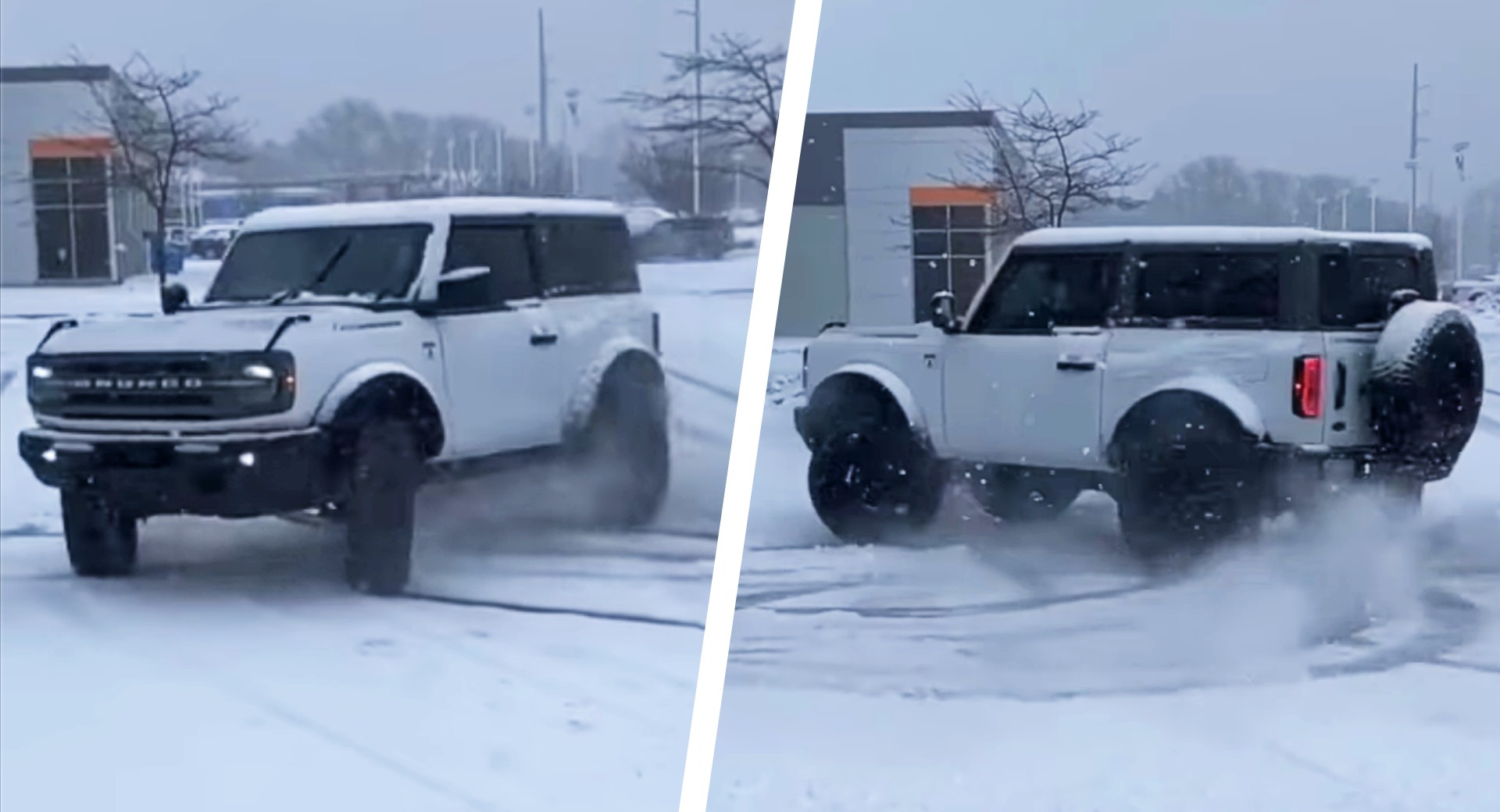 Ford Bronco Goes Do-Nuts In Dealer’s Snow-Covered Parking Lot | Carscoops