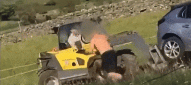 Angry Farmer Flips Car Off Driveway With His Tractor After Dispute With ...