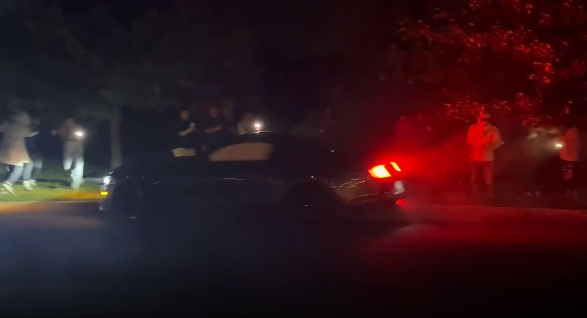 Ford Mustang Drifter Hits A Curb And Sends Crowd Running For Their Life ...