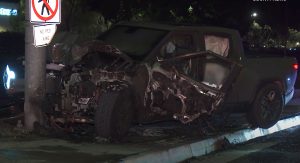 Rivian R1T Destroyed After Hitting Pole And Catching Fire In California ...