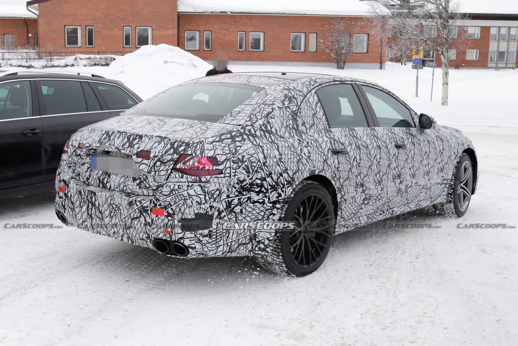Mercedes-AMG E53e Hybrid Spied With Mismatched Wheels, Quad Tailpipes ...