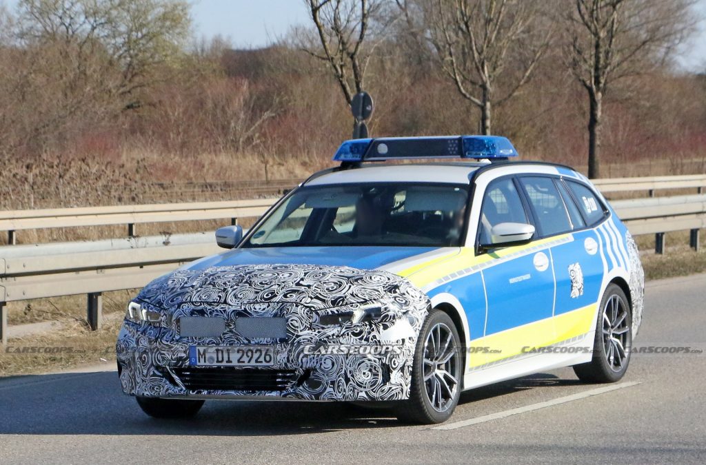 Facelifted BMW 3-Series Touring Spied Testing For The Police | Carscoops