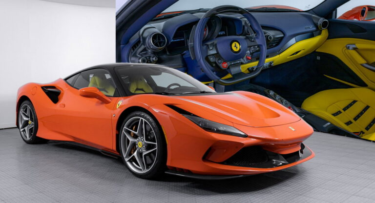 Orange Ferrari F8 Tributo With Blue And Yellow Interior Proves Money ...