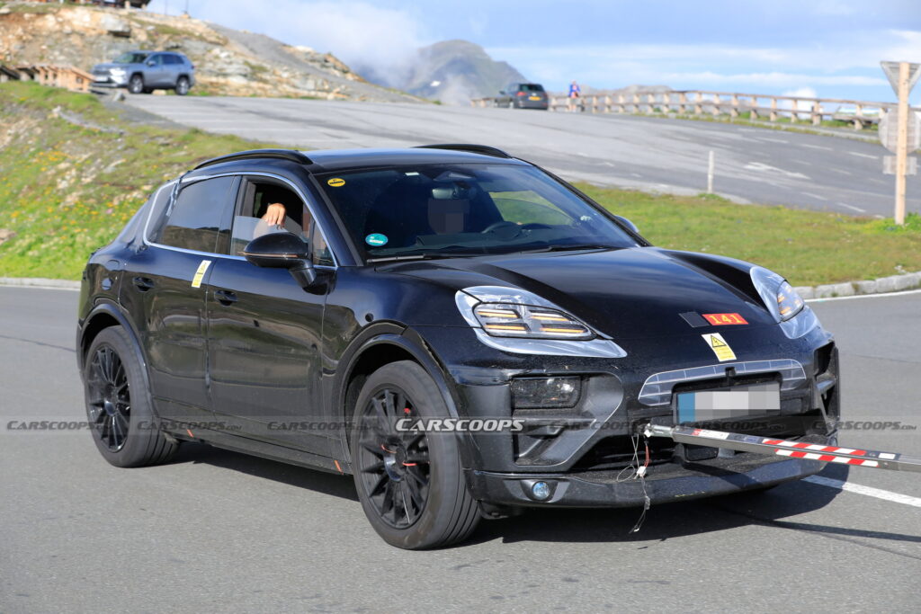 2023 Porsche Macan EV Spotted Testing In The Alps Alongside Cayenne ...