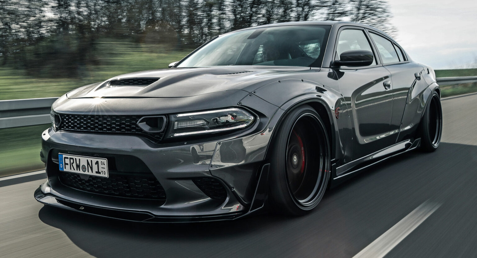 This Tuned Dodge Charger Hellcat Is Wider Than A Lamborghini Aventador ...