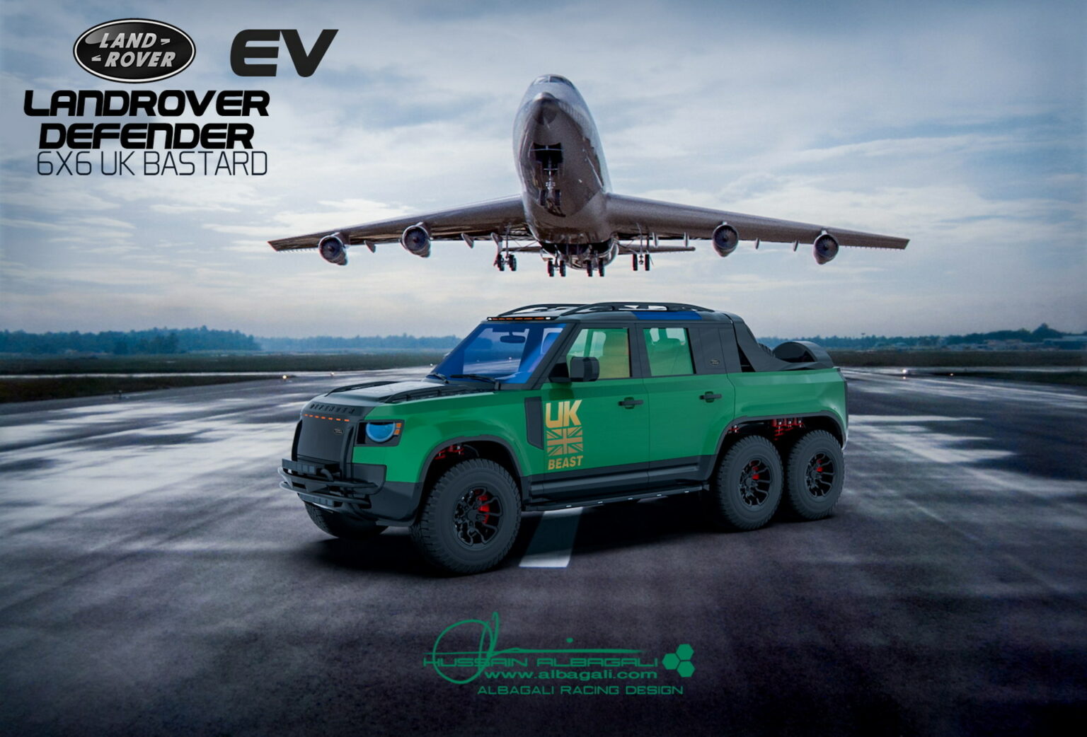 Land Rover Defender Envisioned As A Fully Electric 6×6 Monster Pickup ...