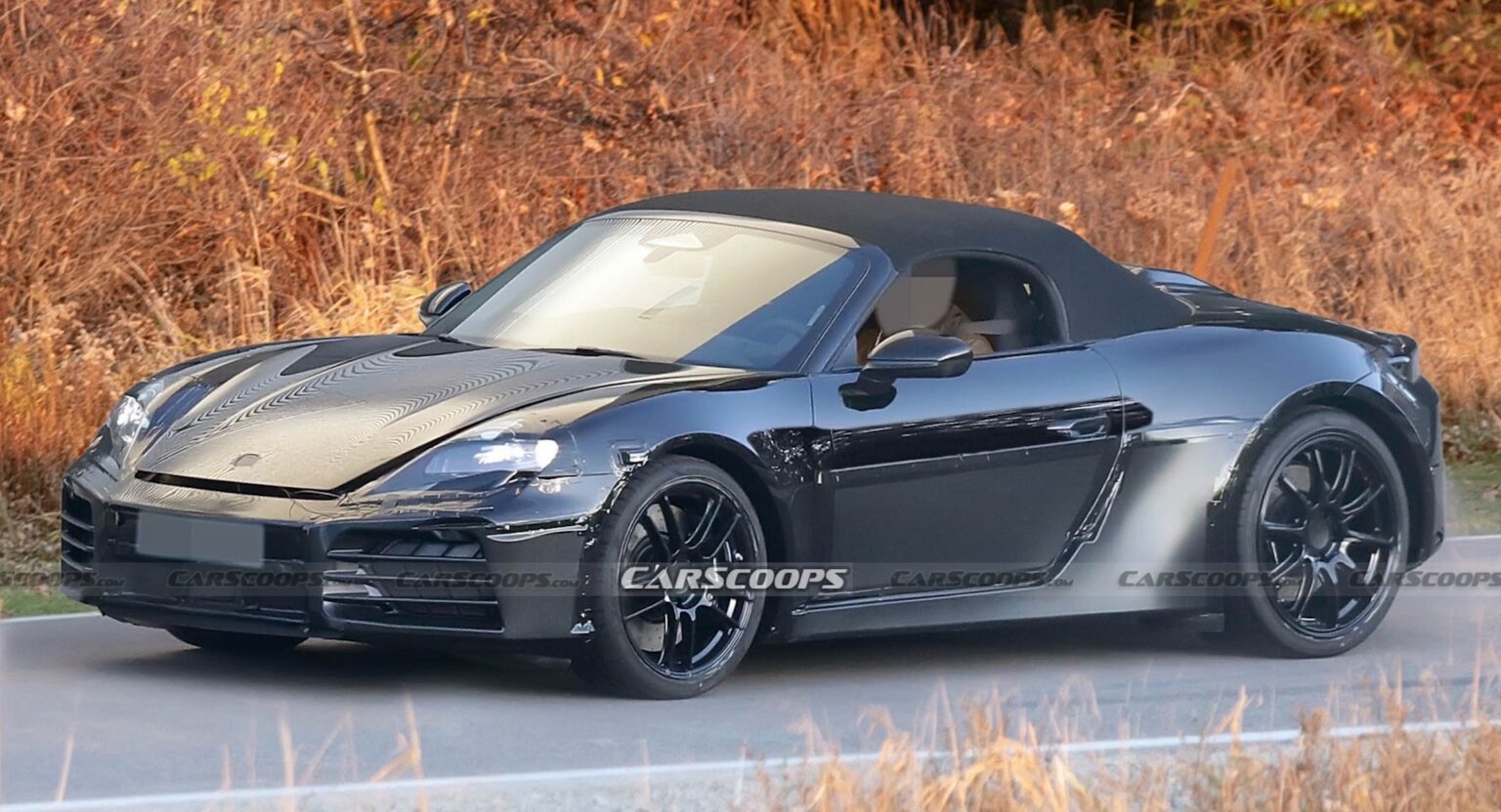 2025 Porsche Boxster EV Spied Testing With Fake Exhaust | Carscoops