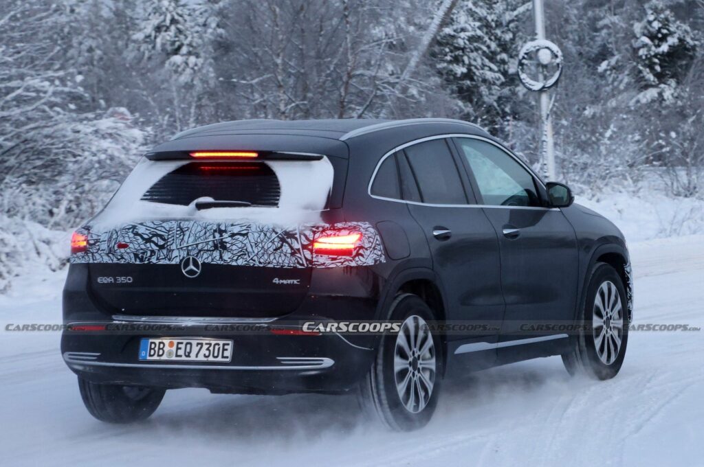 Facelifted Mercedes EQA Prototype Wears Camo Balaclava For Icy Winter ...