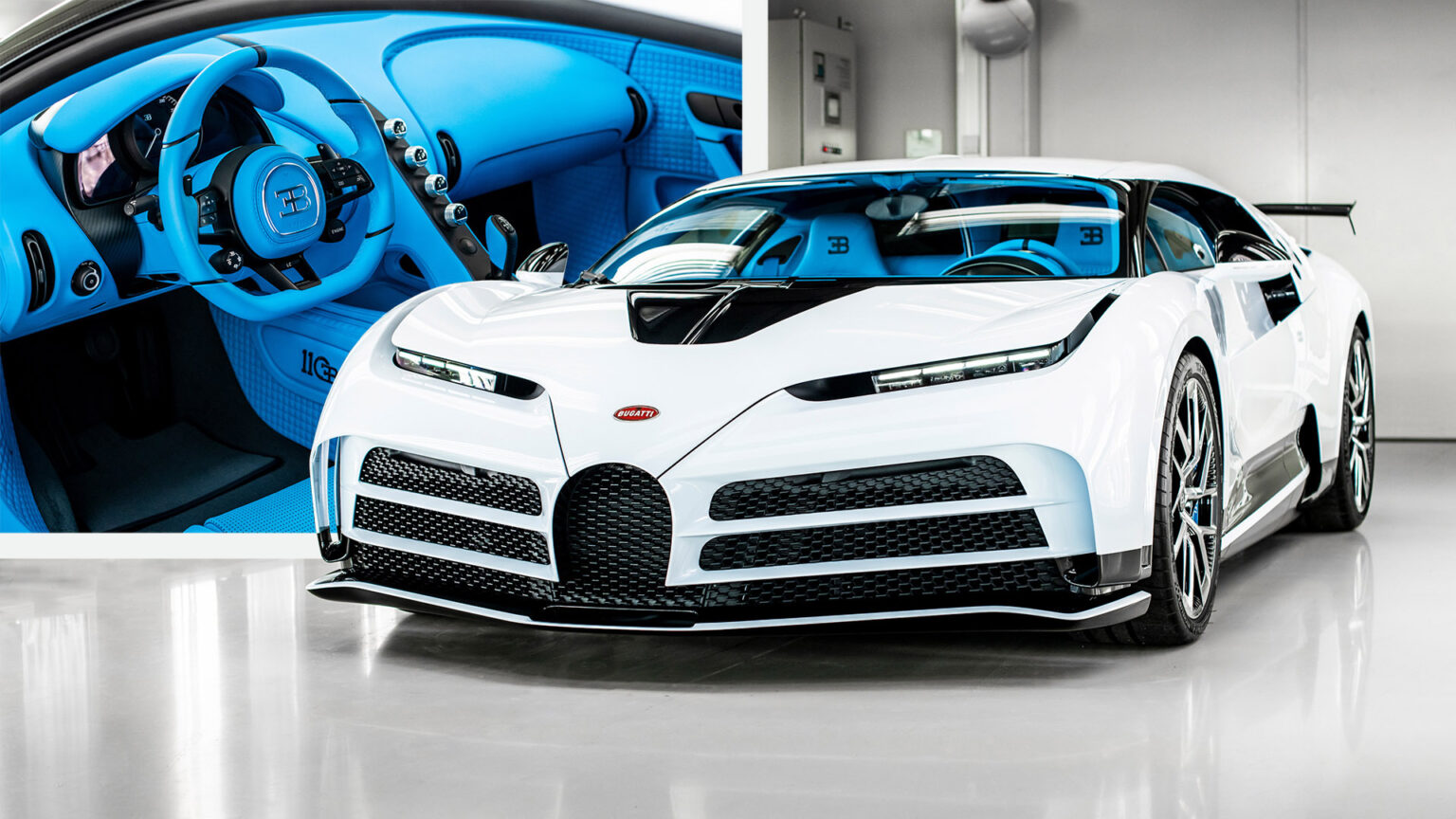 Final Bugatti Centodieci Combines Quartz White Exterior With Light Blue ...