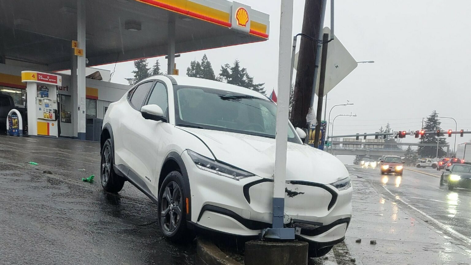 Confused Ford Mustang Mach-E Crashes In Gas Station, Of All Places ...