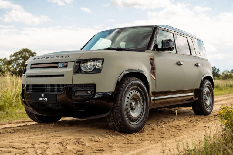 Land Rover Defender Looks Retrotastic With Rock Dust Wheels By Heritage ...