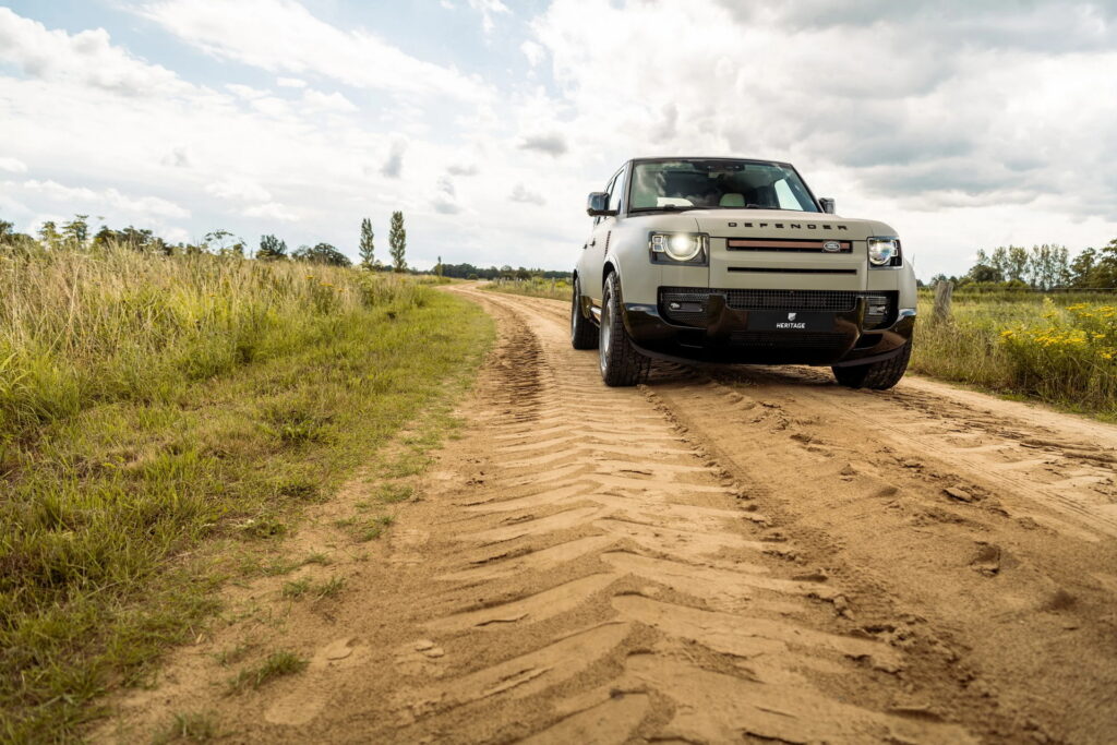 Land Rover Defender Looks Retrotastic With Rock Dust Wheels By Heritage ...