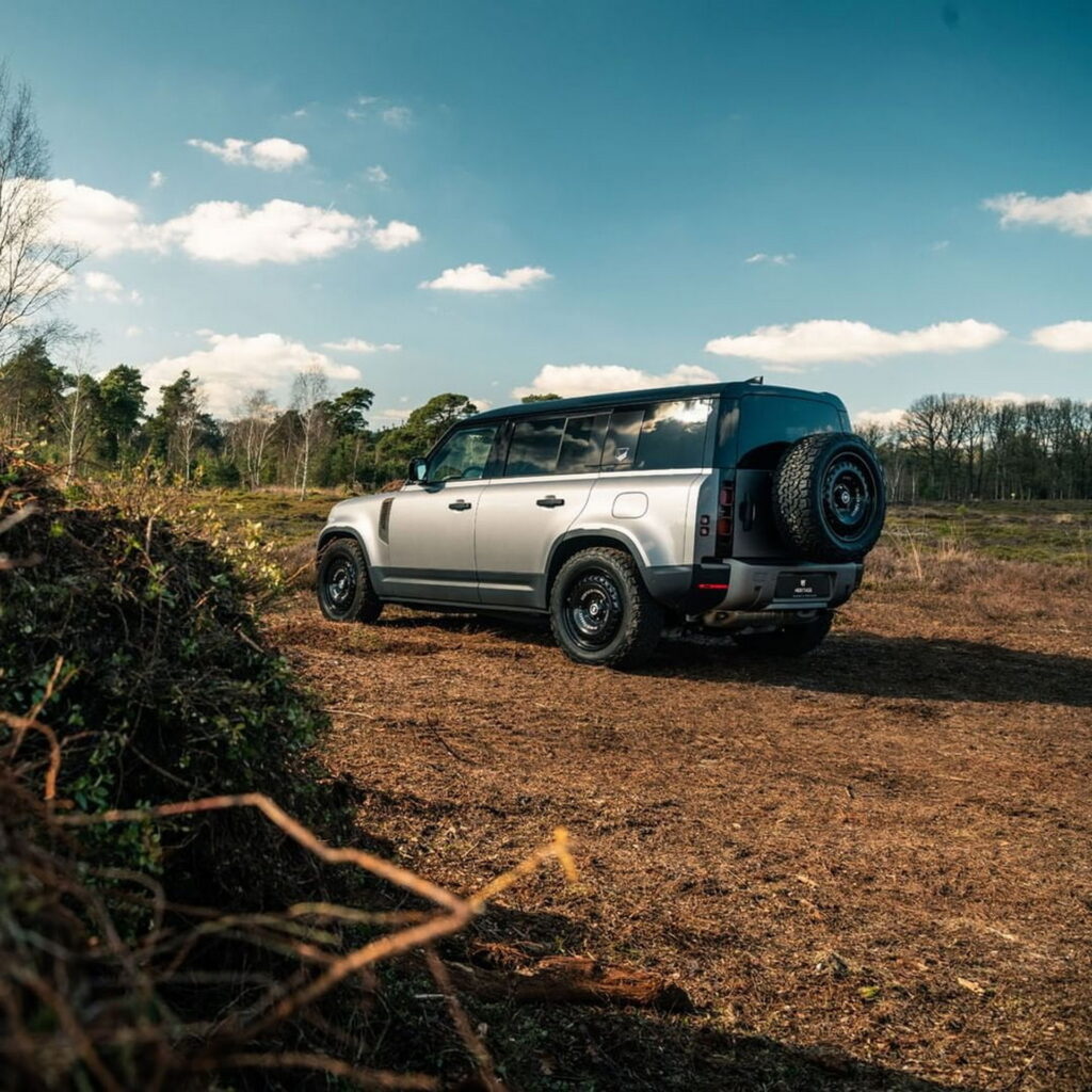 Land Rover Defender Looks Retrotastic With Rock Dust Wheels By Heritage ...