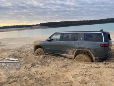 Rivian R1S Abandoned On Lake Shore After It Got Stuck And Froze In The ...