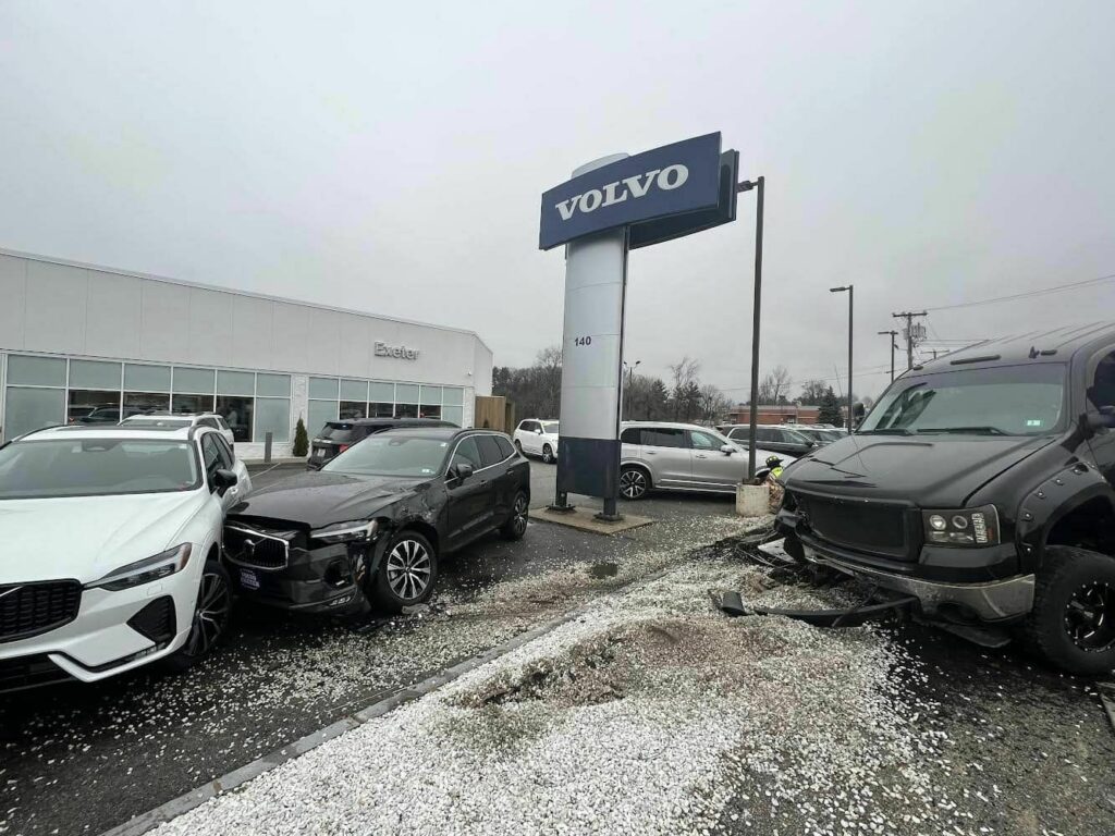 Pickup Driver Crashes Into Volvo Dealership Destroying Five Cars ...