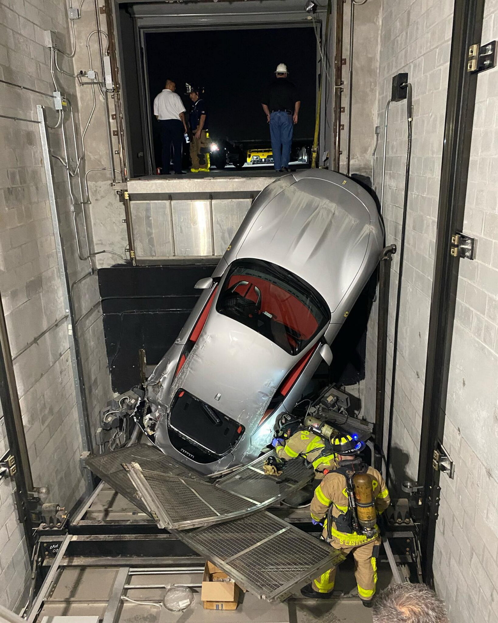 Ferrari Roma Hangs Mid-Air After Dramatic Elevator Mishap At High-End ...