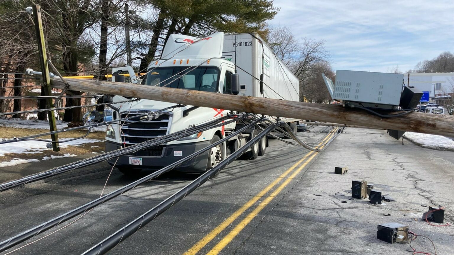 Power Lines Crash Onto Cars, Trucks For Blocks In Massachusetts Without ...