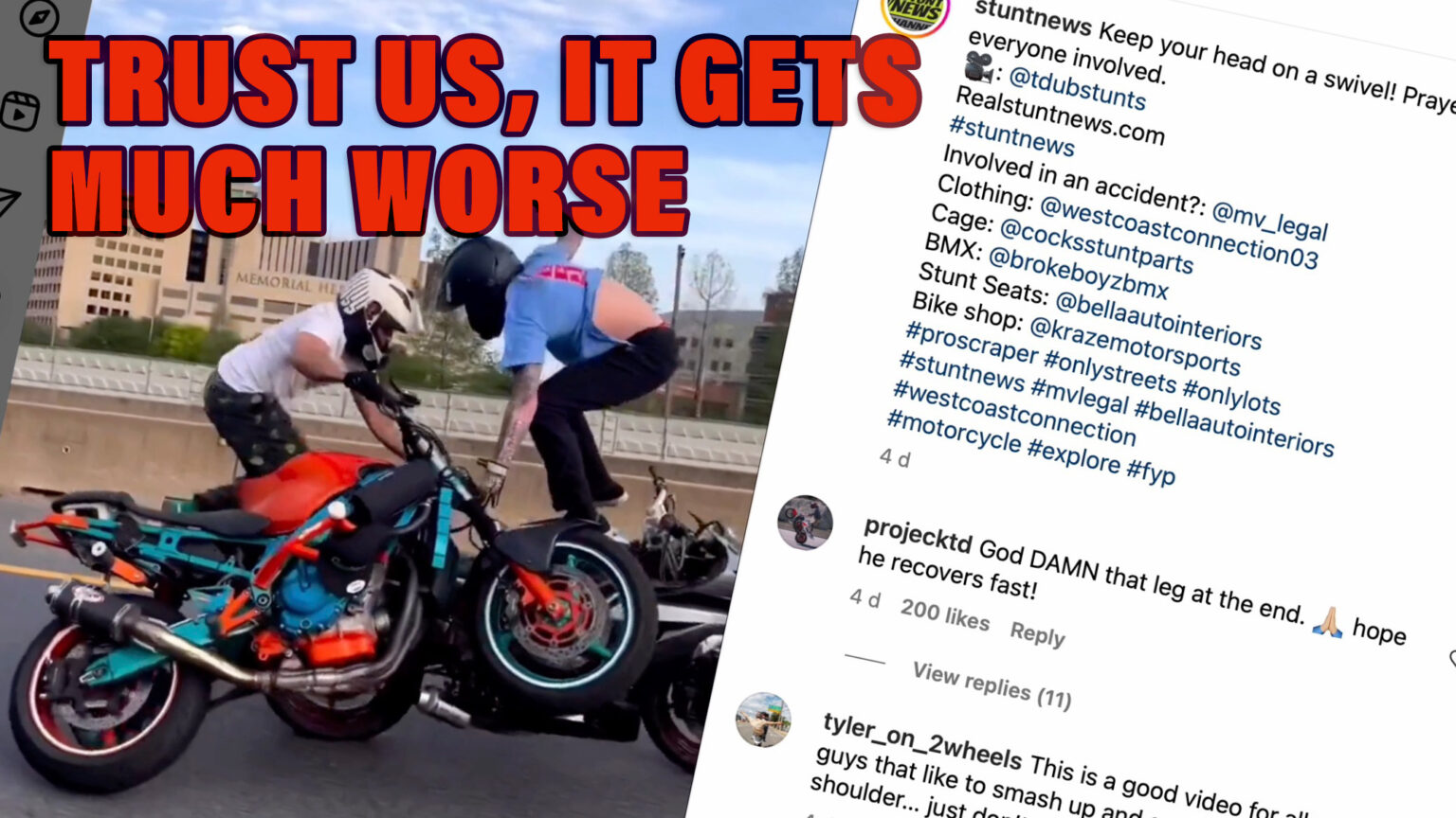 Innocent Biker Has Leg Practically Severed After Motorcycle Stunt Gone ...