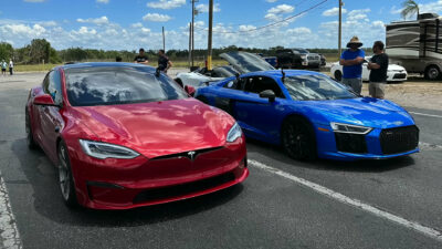 Tesla Model S Plaid Vs. 1,400 HP Audi R8 Is The Ultimate EV And Gas ...