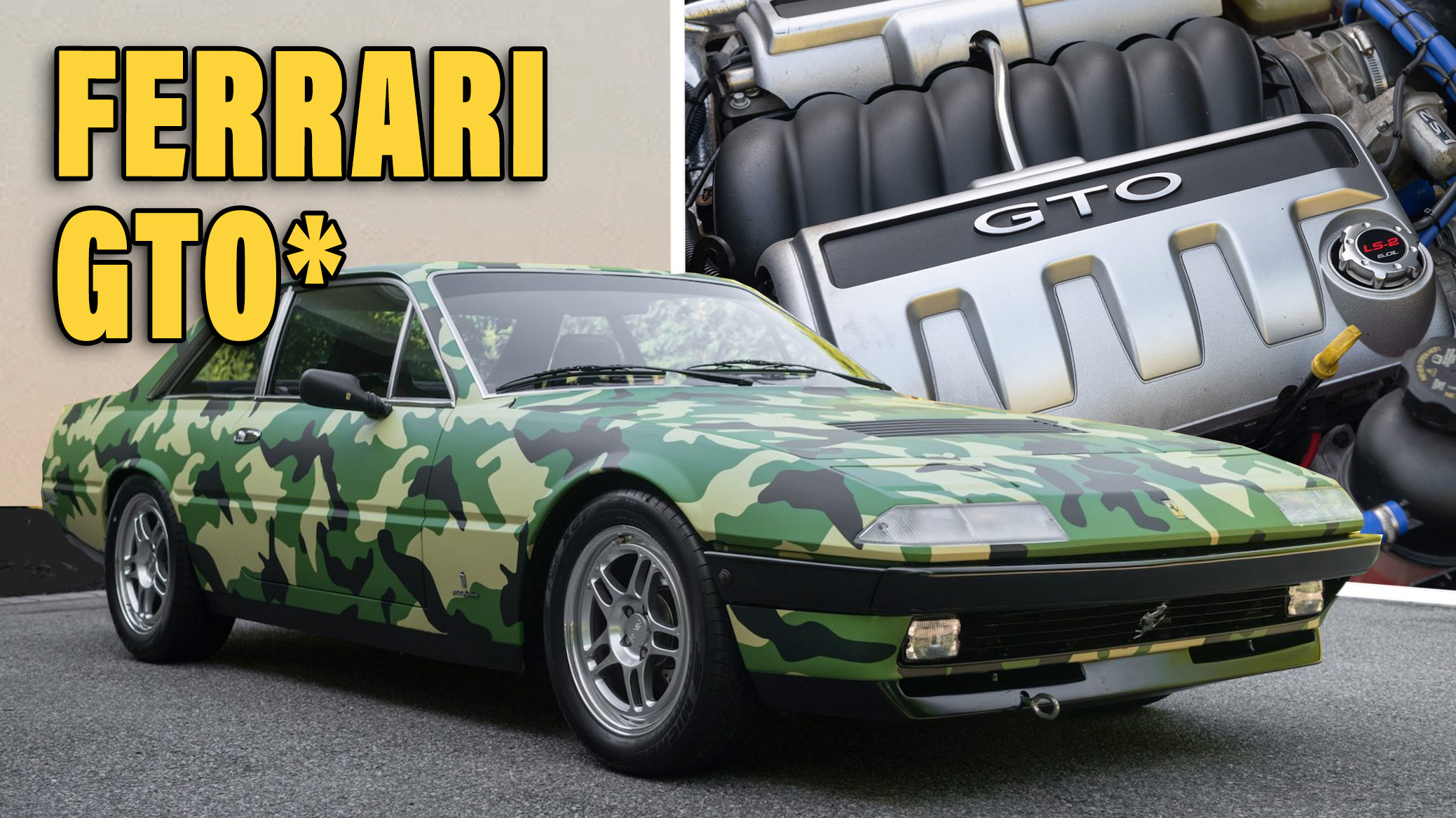 Turn The Purists Purple With This Pontiac-Powered, Camo-Wrapped Ferrari ...