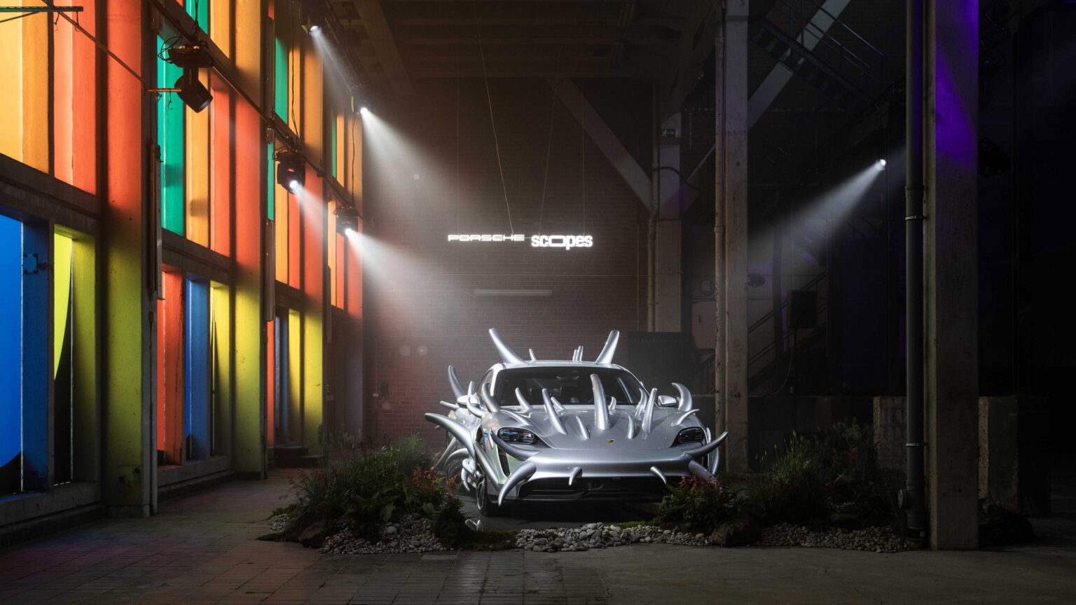 Porsche Taycan “Assasin” Art Car Has A Body Armor Of 73 Spikes | Carscoops