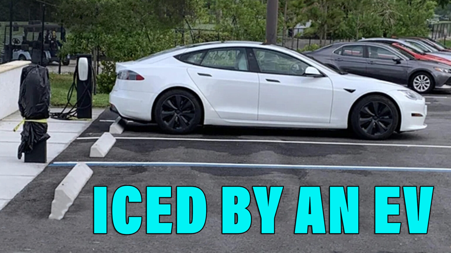 Tesla Model S Spotted ICEing Its Own Charger | Carscoops