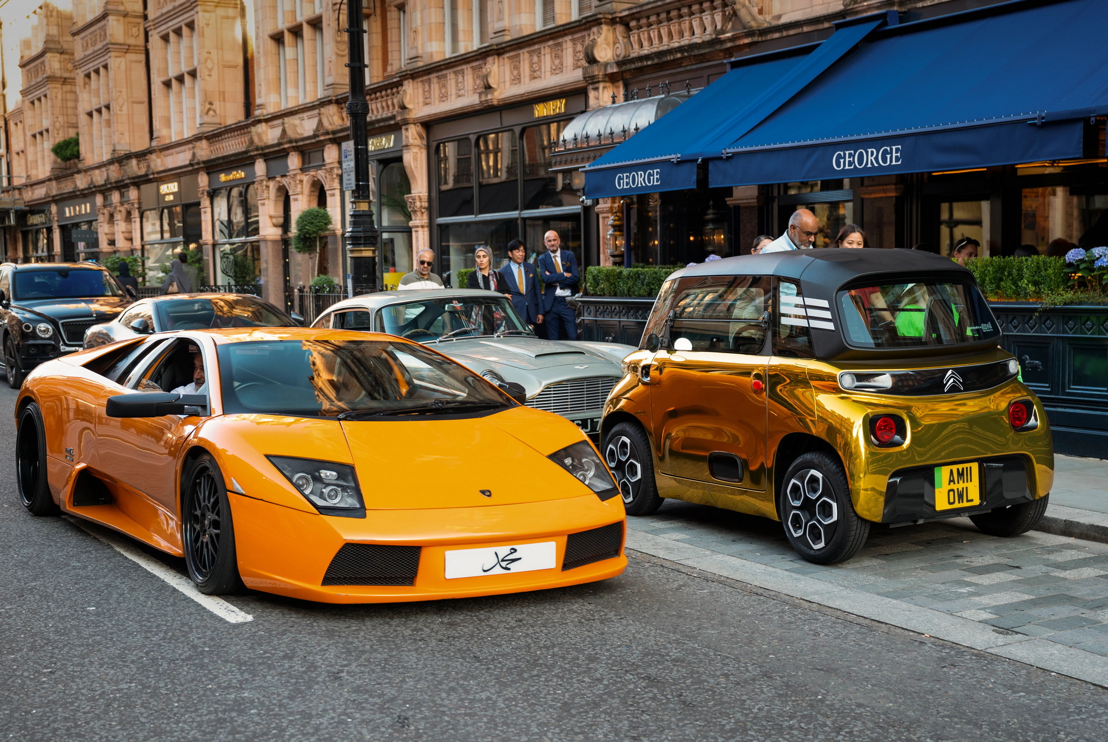 Gold-Wrapped Citroen Ami Photobombs Supercars In London | Carscoops