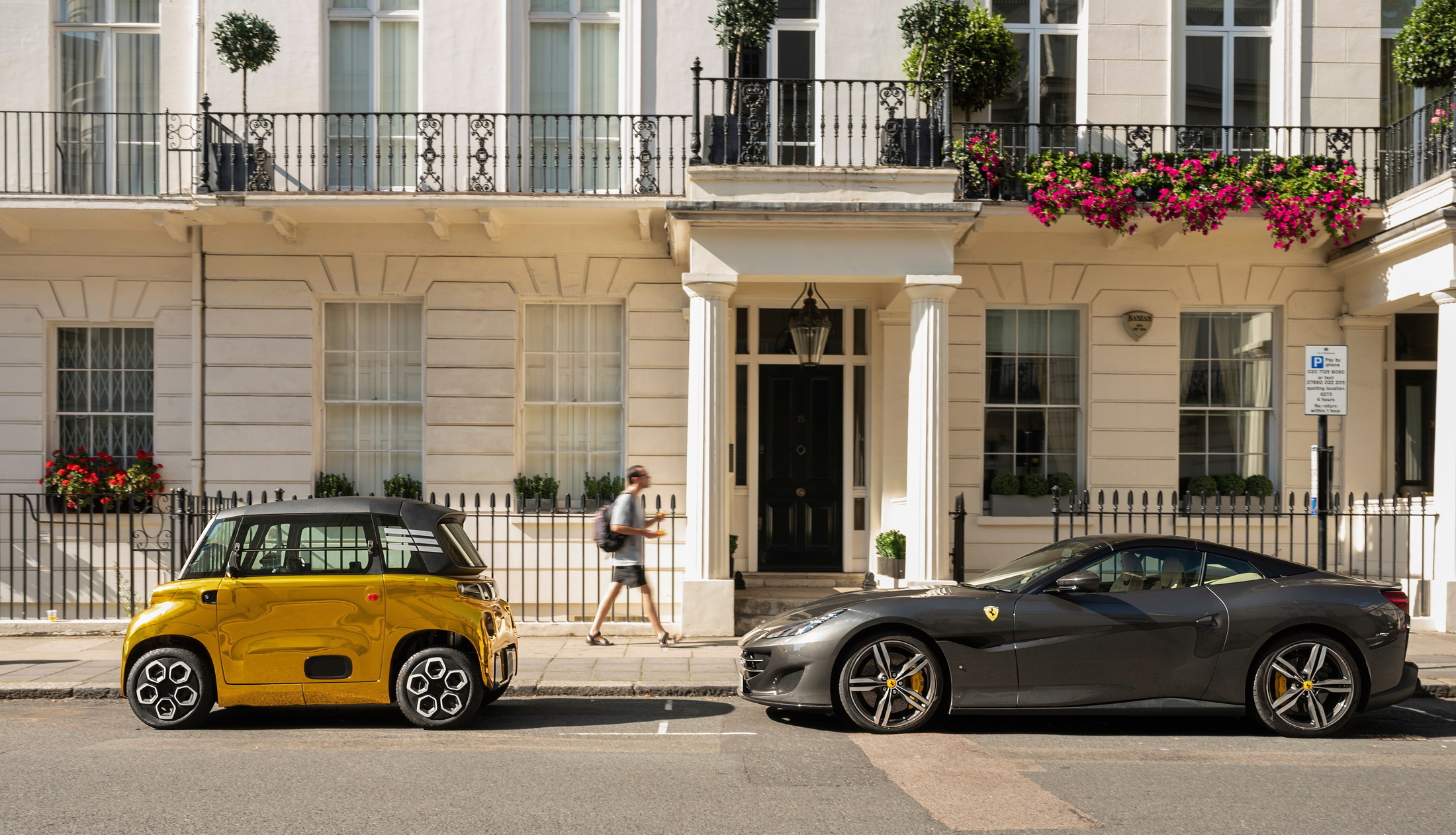 Gold-Wrapped Citroen Ami Photobombs Supercars In London | Carscoops