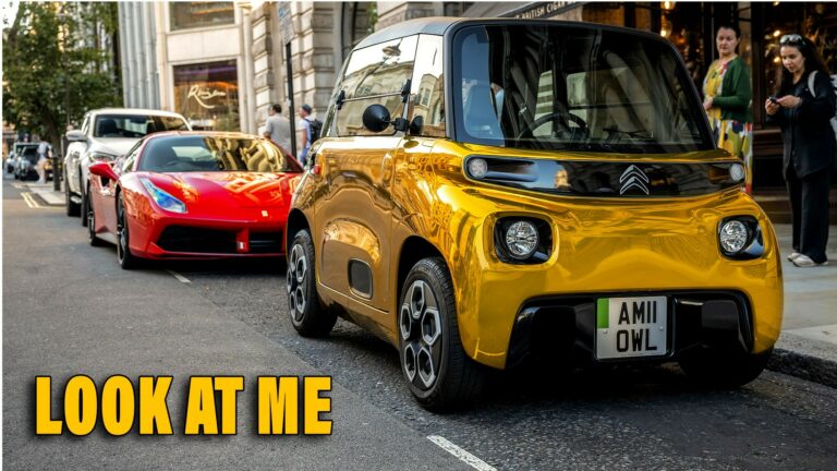 Gold-Wrapped Citroen Ami Photobombs Supercars In London | Carscoops