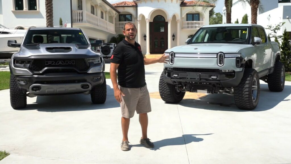 Rivian R1T With Lifted Suspension And 38-inch Tires Faces The Ram 1500 ...