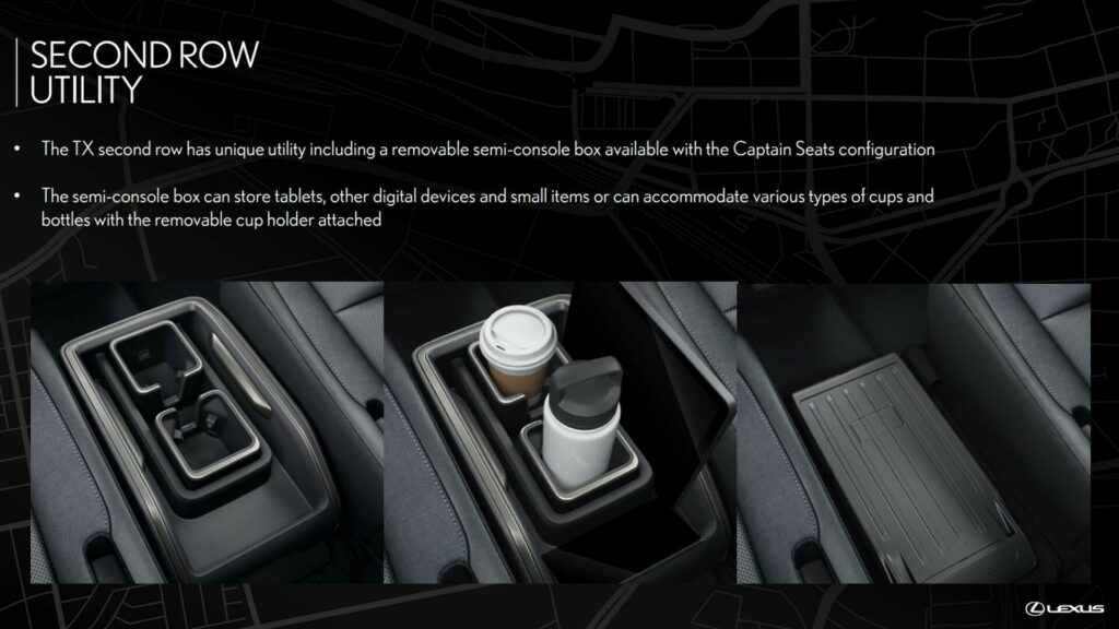 2024 Lexus TX Has Quirky Cup Holders And A Removable Rear Console ...
