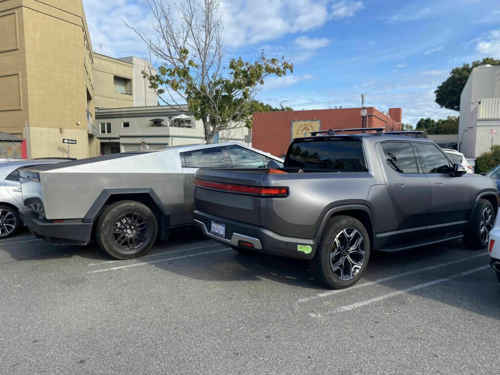 Rivian R1T Lines Up Alongside Tesla Cybertruck, Which Would You Choose ...