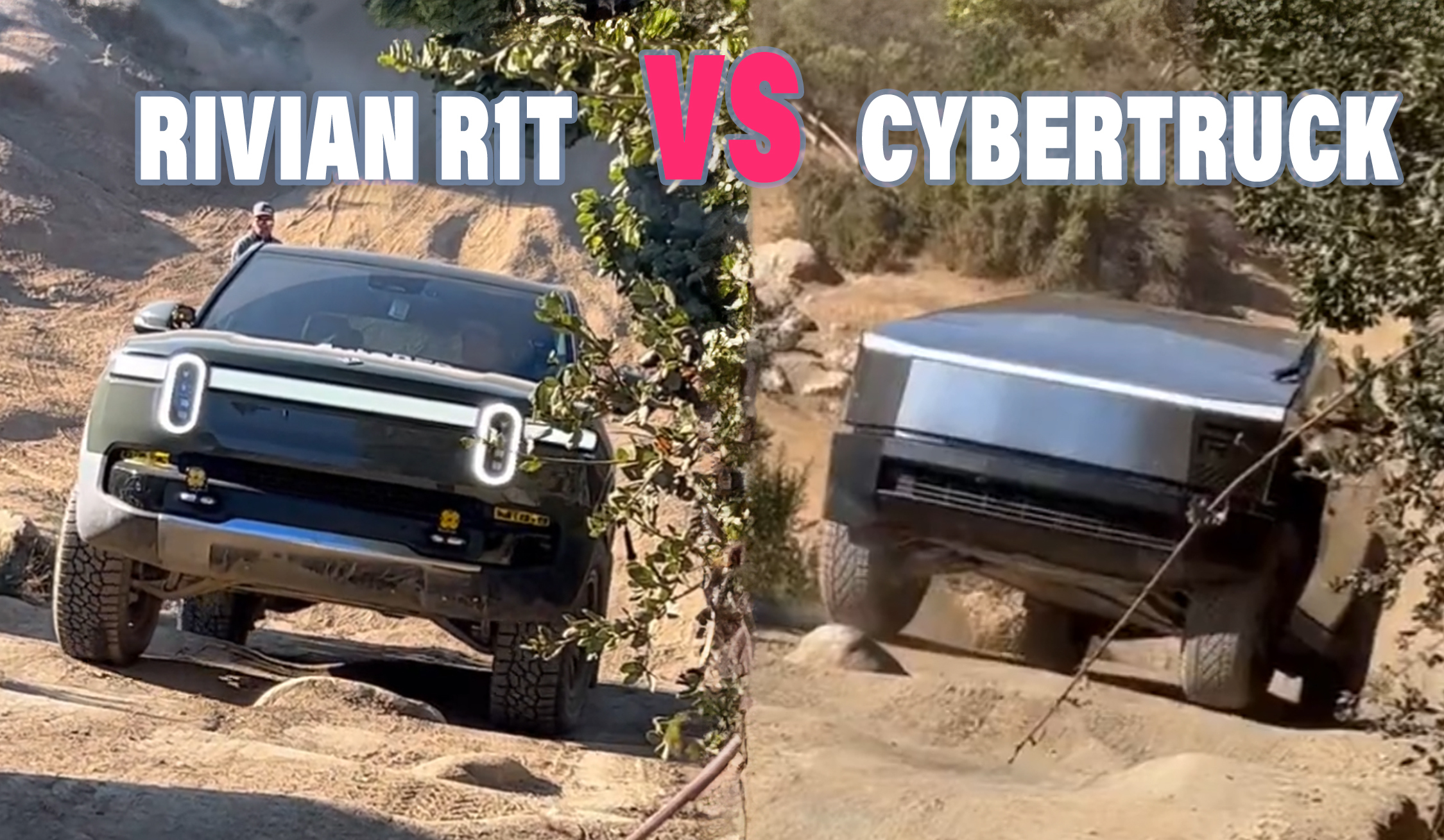 Who Did It Best? Rivian R1T Tackles Same Off-Road Obstacle As Tesla ...