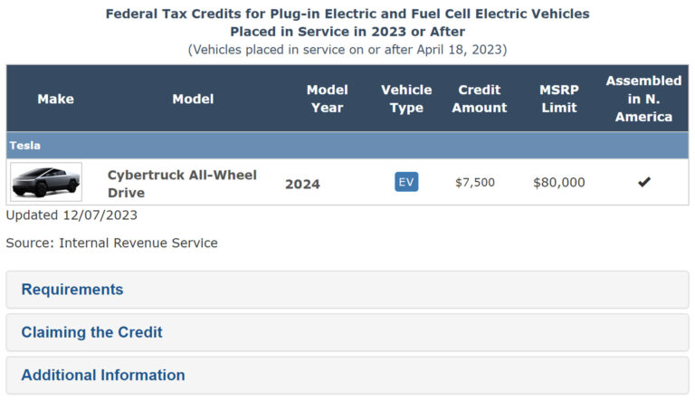 Tesla’s Mid-Range Cybertruck Qualifies For Full $7,500 EV Tax Credit ...