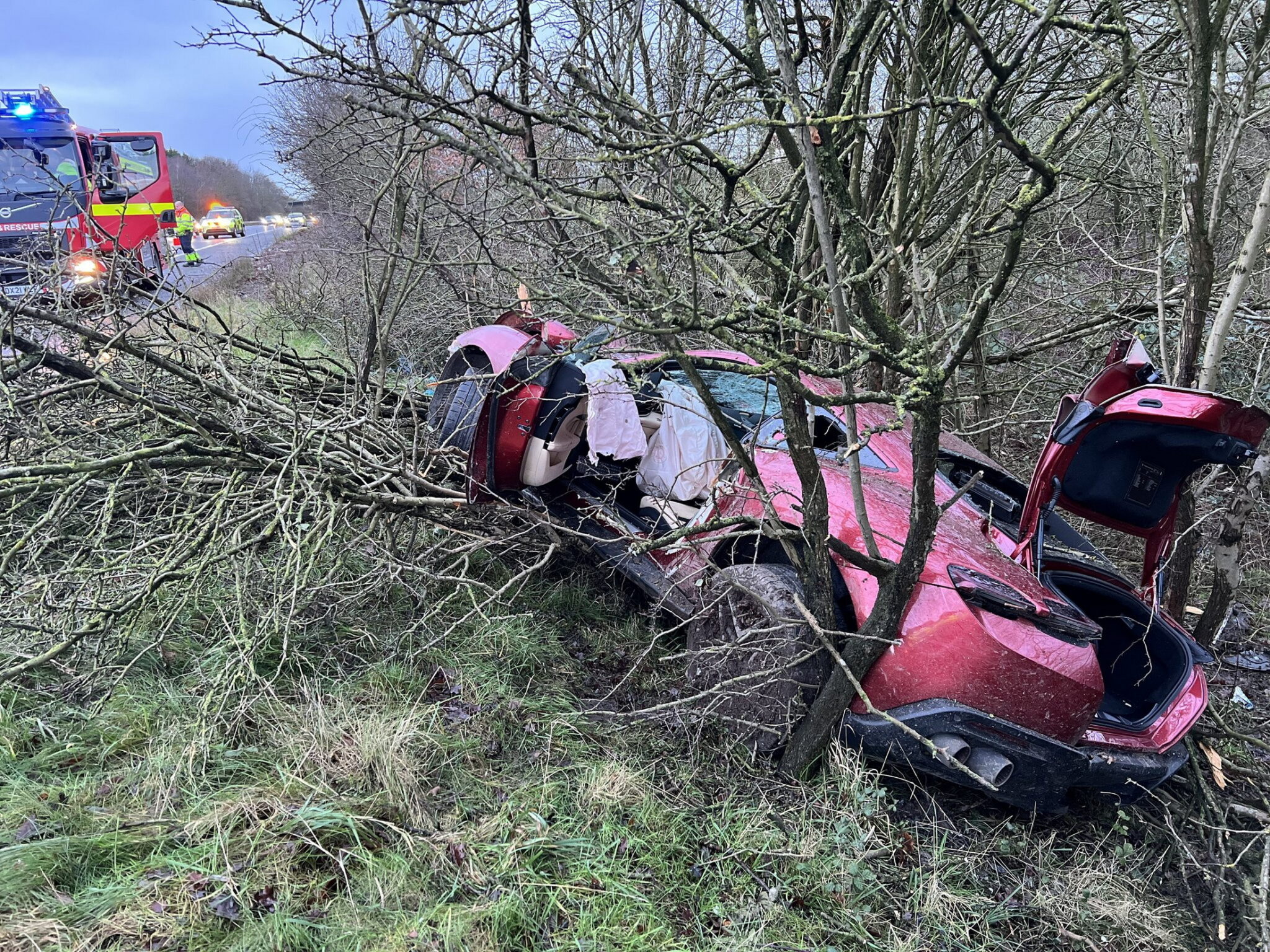 Ferrari Roma Crashes Into Trees After Overtaking Off-Duty Cop On New ...