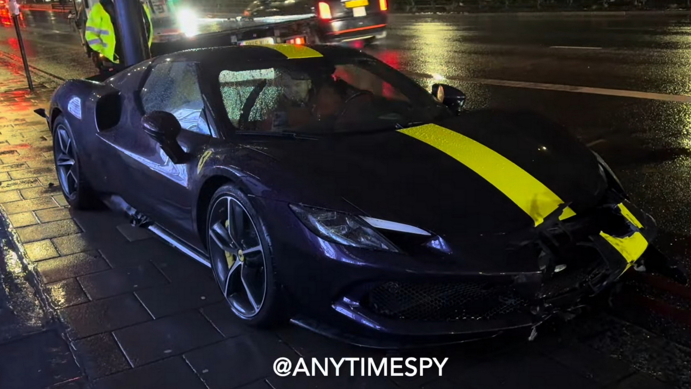 Ferrari 296 GTB Prances Into Bollard Before Smashing A Lamp Pole In ...