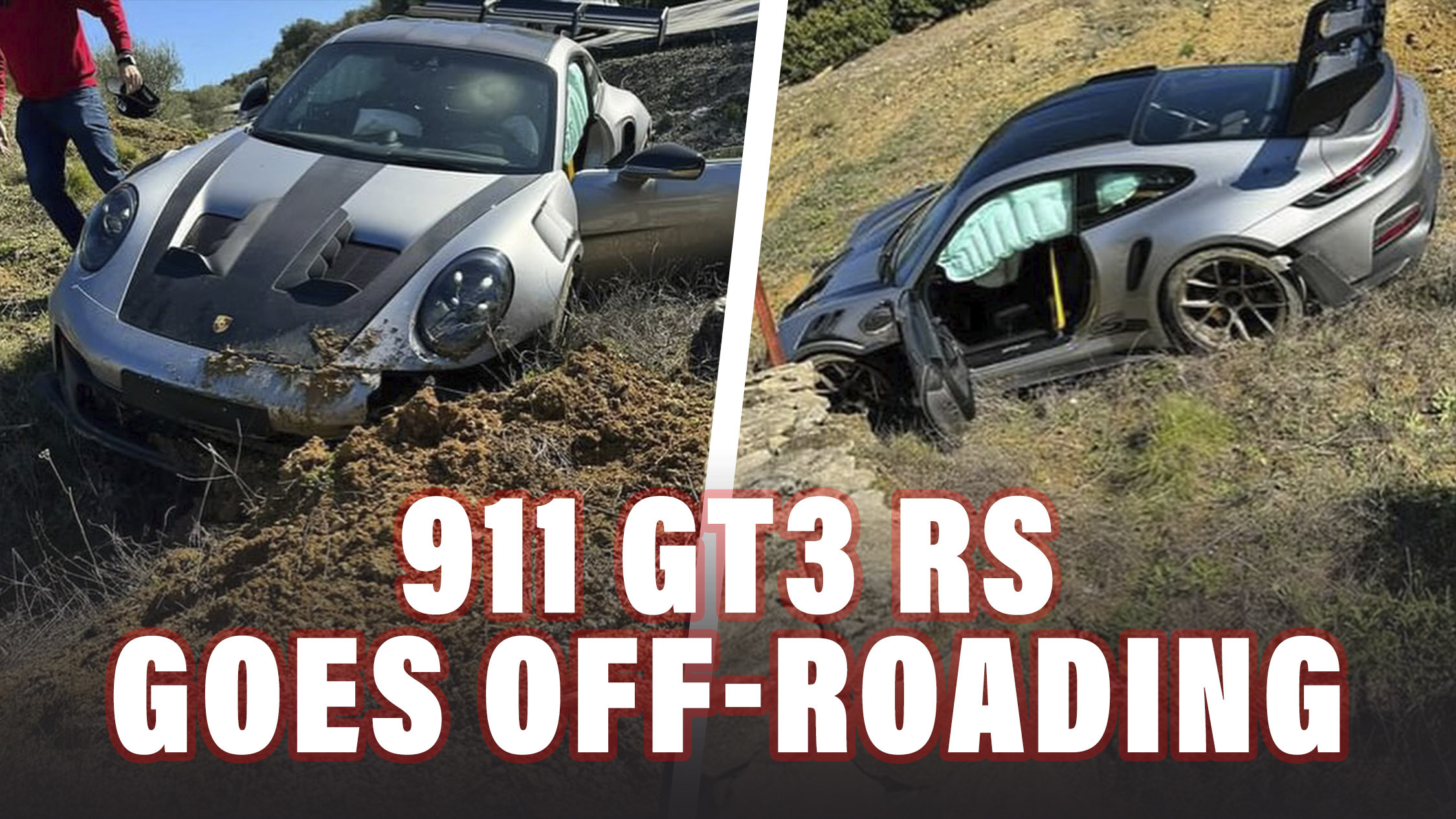 Porsche 911 GT3 RS Meets Ditch, Supercar Friends Blame Potholes | Carscoops