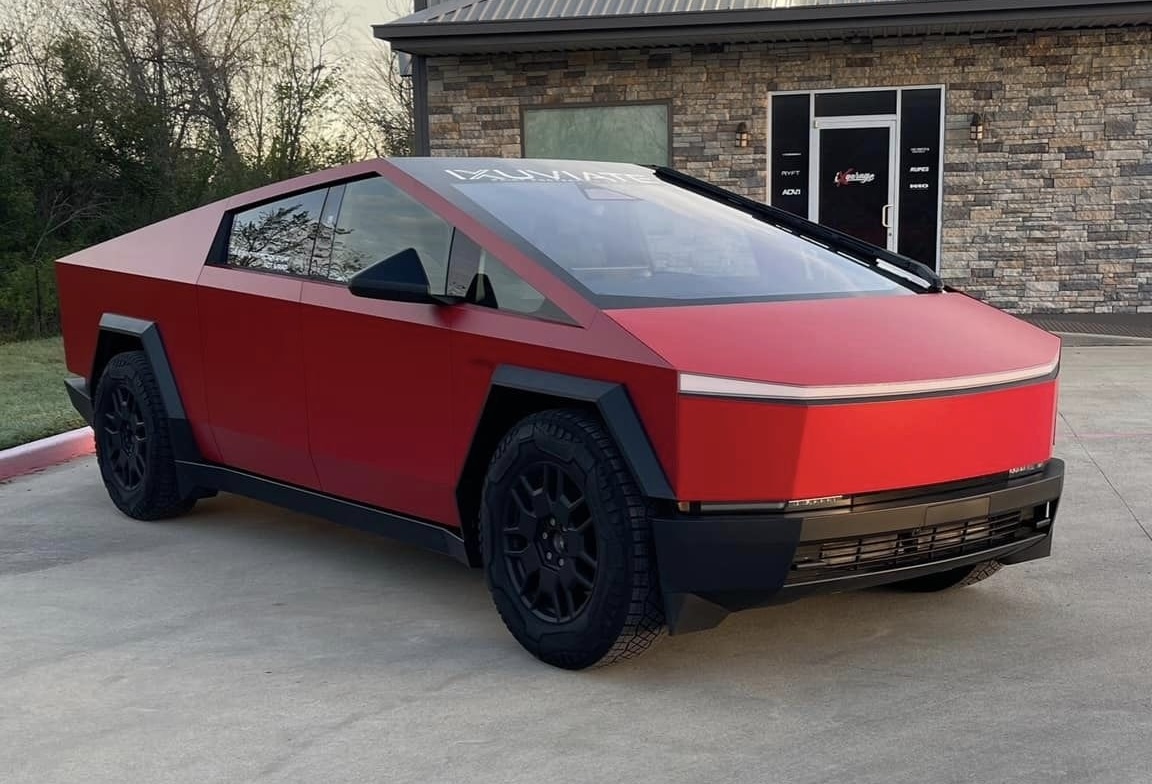 Ferrari Red Tesla Cybertruck Rocks A Sprayed-On Liquid PPF Paint Job ...