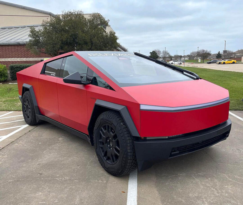 Ferrari Red Tesla Cybertruck Rocks A Sprayed-On Liquid PPF Paint Job ...