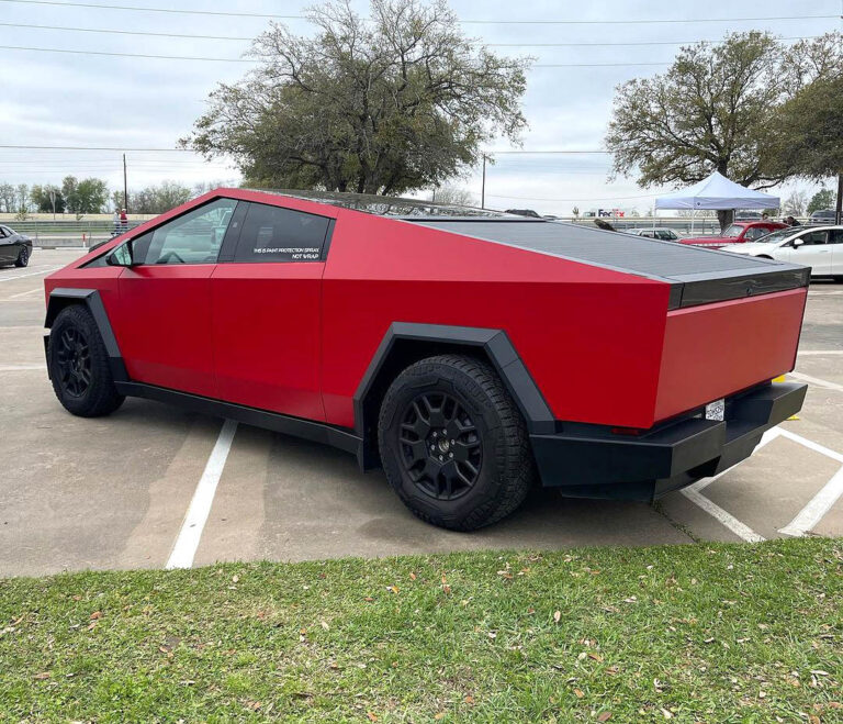 Ferrari Red Tesla Cybertruck Rocks A Sprayed-On Liquid PPF Paint Job ...